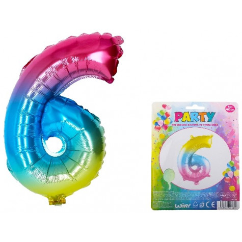 Balónek nafukovací duhový 40 cm - číslo 6 | DárkyHry.cz