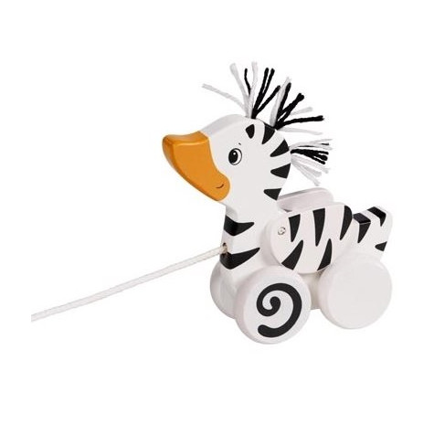 GOKI Dřevěná tahací zebrovaná kačenka | DárkyHry.cz